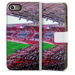 DeinDesign iPhone SE (2020) Handy Klapph&uuml;lle Handyh&uuml;lle aus Kunst Leder wei&szlig; Flip Case Stadium Fcb Fc Bayern M&uuml;nchen Sideflip mit Lasche