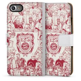 DeinDesign iPhone SE (2020) Handy Klapph&uuml;lle Handyh&uuml;lle aus Kunst Leder wei&szlig; Flip Case Fcb 125 Jahre Fc Bayern M&uuml;nchen Official Licensed Product Sideflip mit 