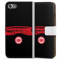 DeinDesign iPhone SE (2022) Handy Klapph&uuml;lle Handyh&uuml;lle aus Kunst Leder wei&szlig; Flip Case Eintracht Frankfurt Official Licensed Product Stadium Sideflip mit Lasche