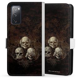 DeinDesign Galaxy S20 FE 5G Handy Klapph&uuml;lle Handyh&uuml;lle aus Kunst Leder wei&szlig; Flip Case Gothic Skulls Art Sideflip mit Lasche