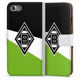 DeinDesign iPhone SE (2022) Handy Klapph&uuml;lle Handyh&uuml;lle aus Kunst Leder wei&szlig; Flip Case Gladbach Official Licensed Product Borussia M&ouml;nchengladbach Sideflip mit 