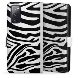 DeinDesign Galaxy S20 FE Handy Klapph&uuml;lle Handyh&uuml;lle aus Kunst Leder wei&szlig; Flip Case Black Muster Sideflip mit Lasche