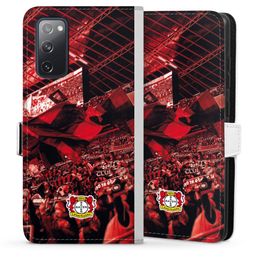 DeinDesign Galaxy S20 FE Handy Klapph&uuml;lle Handyh&uuml;lle aus Kunst Leder wei&szlig; Flip Case Merchandise Bayer 04 Leverkusen Official Licensed Product Sideflip mit Lasche