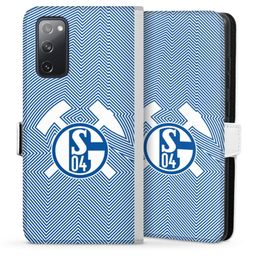 DeinDesign Galaxy S20 FE Handy Klapph&uuml;lle Handyh&uuml;lle aus Kunst Leder wei&szlig; Flip Case Bundesliga Stripes Fc Schalke 04 Sideflip mit Lasche