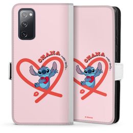 DeinDesign Galaxy S20 FE Handy Klapph&uuml;lle Handyh&uuml;lle aus Kunst Leder wei&szlig; Flip Case Heart Lilo & Stitch Disney Sideflip mit Lasche