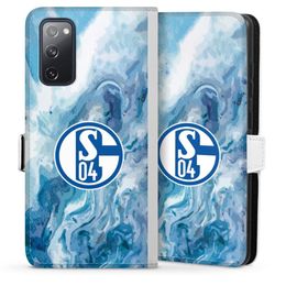DeinDesign Galaxy S20 FE Handy Klapph&uuml;lle Handyh&uuml;lle aus Kunst Leder wei&szlig; Flip Case Logo Fc Schalke 04 Merchandise Sideflip mit Lasche