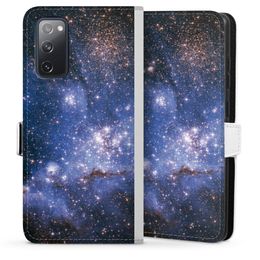 DeinDesign Galaxy S20 FE Handy Klapph&uuml;lle Handyh&uuml;lle aus Kunst Leder wei&szlig; Flip Case Weltall Galaxy Weltraum Sideflip mit Lasche