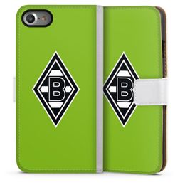DeinDesign iPhone SE (2022) Handy Klapph&uuml;lle Handyh&uuml;lle aus Kunst Leder wei&szlig; Flip Case Borussia M&ouml;nchengladbach Soccer Gladbach Sideflip mit Lasche