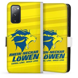DeinDesign Galaxy S20 FE 5G Handy Klapph&uuml;lle Handyh&uuml;lle aus Kunst Leder wei&szlig; Flip Case Official Licensed Product Rhein-Neckar-L&ouml;wen Rnl Sideflip mit Lasche
