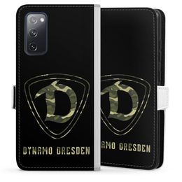 DeinDesign Galaxy S20 FE Handy Klapph&uuml;lle Handyh&uuml;lle aus Kunst Leder wei&szlig; Flip Case Sgd Official Licensed Product Sg Dynamo Dresden Sideflip mit Lasche