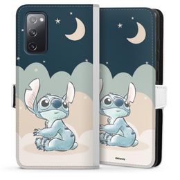 DeinDesign Galaxy S20 FE Handy Klapph&uuml;lle Handyh&uuml;lle aus Kunst Leder wei&szlig; Flip Case Moon Lilo & Stitch Disney Sideflip mit Lasche