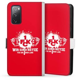 DeinDesign Galaxy S20 FE 5G Handy Klapph&uuml;lle Handyh&uuml;lle aus Kunst Leder wei&szlig; Flip Case Spruch 1. Fc Kaiserslautern Official Licensed Product Sideflip mit Lasche