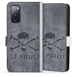 DeinDesign Galaxy S20 FE 5G Handy Klapph&uuml;lle Handyh&uuml;lle aus Kunst Leder wei&szlig; Flip Case Logo Fc St. Pauli Concrete Sideflip mit Lasche