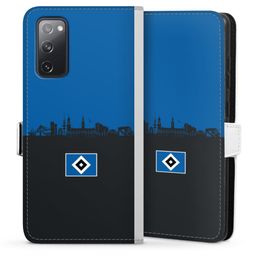 DeinDesign Galaxy S20 FE 5G Handy Klapph&uuml;lle Handyh&uuml;lle aus Kunst Leder wei&szlig; Flip Case Hsv Skyline Hamburg Sideflip mit Lasche