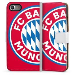 DeinDesign iPhone SE (2020) Handy Klapph&uuml;lle Handyh&uuml;lle aus Kunst Leder wei&szlig; Flip Case Fc Bayern M&uuml;nchen Fcb Official Licensed Product Sideflip mit Lasche