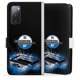 DeinDesign Galaxy S20 FE Handy Klapph&uuml;lle Handyh&uuml;lle aus Kunst Leder wei&szlig; Flip Case Official Licensed Product Stadium Sc Paderborn 07 Sideflip mit Lasche