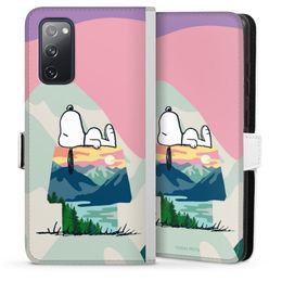 DeinDesign Galaxy S20 FE Handy Klapph&uuml;lle Handyh&uuml;lle aus Kunst Leder wei&szlig; Flip Case Official Licensed Product Peanuts Snoopy Sideflip mit Lasche
