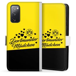 DeinDesign Galaxy S20 FE 5G Handy Klapph&uuml;lle Handyh&uuml;lle aus Kunst Leder wei&szlig; Flip Case Dortmunder Girl Borussia Dortmund Bvb Sideflip mit Lasche