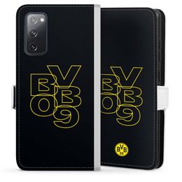 DeinDesign Galaxy S20 FE Handy Klapph&uuml;lle Handyh&uuml;lle aus Kunst Leder wei&szlig; Flip Case Official Licensed Product Lettering Bvb Sideflip mit Lasche
