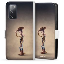 DeinDesign Galaxy S20 FE Handy Klapph&uuml;lle Handyh&uuml;lle aus Kunst Leder wei&szlig; Flip Case Disney Pixar Toy Story Woody Sideflip mit Lasche