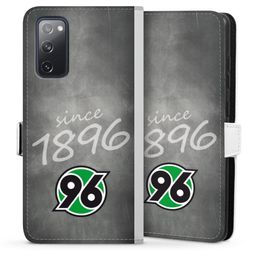 DeinDesign Galaxy S20 FE 5G Handy Klapph&uuml;lle Handyh&uuml;lle aus Kunst Leder wei&szlig; Flip Case Official Licensed Product Hannover 96 H96 Sideflip mit Lasche