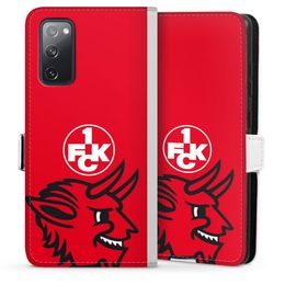 DeinDesign Galaxy S20 FE Handy Klapph&uuml;lle Handyh&uuml;lle aus Kunst Leder wei&szlig; Flip Case 1. Fck Devil 1. Fc Kaiserslautern Sideflip mit Lasche