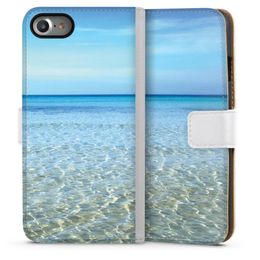 DeinDesign iPhone SE (2020) Handy Klapph&uuml;lle Handyh&uuml;lle aus Kunst Leder wei&szlig; Flip Case Sky Ocean Urlaub Sideflip mit Lasche