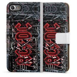 DeinDesign iPhone SE (2020) Handy Klapph&uuml;lle Handyh&uuml;lle aus Kunst Leder wei&szlig; Flip Case Acdc Merchandise Official Licensed Product Sideflip mit Lasche