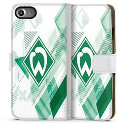 DeinDesign iPhone SE (2020) Handy Klapph&uuml;lle Handyh&uuml;lle aus Kunst Leder wei&szlig; Flip Case Sv Werder Bremen Official Licensed Product Muster Sideflip mit Lasche