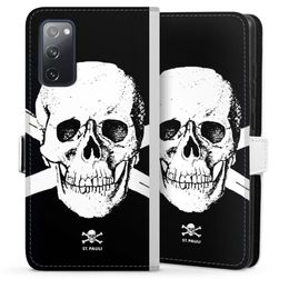 DeinDesign Galaxy S20 FE Handy Klapph&uuml;lle Handyh&uuml;lle aus Kunst Leder wei&szlig; Flip Case Totenkopf Fc St. Pauli Official Licensed Product Sideflip mit Lasche