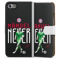 DeinDesign iPhone SE (2020) Handy Klapph&uuml;lle Handyh&uuml;lle aus Kunst Leder wei&szlig; Flip Case Fc Bayern M&uuml;nchen Manuel Neuer Official Licensed Product Sideflip mit 