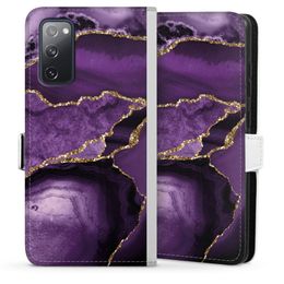 DeinDesign Galaxy S20 FE Handy Klapph&uuml;lle Handyh&uuml;lle aus Kunst Leder wei&szlig; Flip Case Pink Glitzer Marble Sideflip mit Lasche