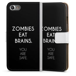 DeinDesign iPhone SE (2020) Handy Klapph&uuml;lle Handyh&uuml;lle aus Kunst Leder wei&szlig; Flip Case Funny Zombie Statement Sideflip mit Lasche