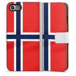 DeinDesign iPhone SE (2020) Handy Klapph&uuml;lle Handyh&uuml;lle aus Kunst Leder wei&szlig; Flip Case Flags Flag Norway Sideflip mit Lasche