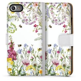 DeinDesign iPhone SE (2020) Handy Klapph&uuml;lle Handyh&uuml;lle aus Kunst Leder wei&szlig; Flip Case Nature Flowers Meadow Sideflip mit Lasche