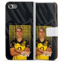DeinDesign iPhone SE (2020) Handy Klapph&uuml;lle Handyh&uuml;lle aus Kunst Leder wei&szlig; Flip Case Nico Schlotterbeck Borussia Dortmund Bvb Sideflip mit Lasche