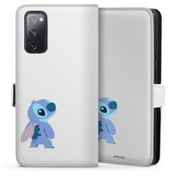 DeinDesign Galaxy S20 FE 5G Handy Klapph&uuml;lle Handyh&uuml;lle aus Kunst Leder wei&szlig; Flip Case Merchandise Disney Lilo & Stitch Sideflip mit Lasche