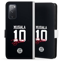 DeinDesign Galaxy S20 FE Handy Klapph&uuml;lle Handyh&uuml;lle aus Kunst Leder wei&szlig; Flip Case Fcb Jamal Musiala Fc Bayern M&uuml;nchen Sideflip mit Lasche