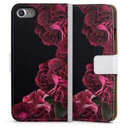 DeinDesign iPhone SE (2022) Handy Klapph&uuml;lle Handyh&uuml;lle aus Kunst Leder wei&szlig; Flip Case Vintage Rose Pink Sideflip mit Lasche
