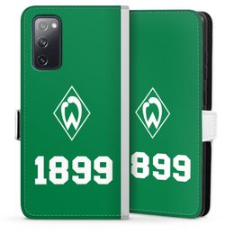 DeinDesign Galaxy S20 FE 5G Handy Klapph&uuml;lle Handyh&uuml;lle aus Kunst Leder wei&szlig; Flip Case Sv Werder Bremen Official Licensed Product Statement Sideflip mit Lasche