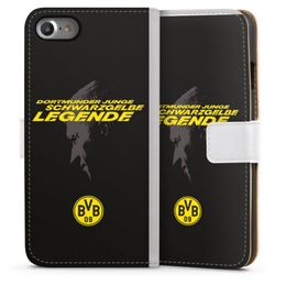 DeinDesign iPhone SE (2022) Handy Klapph&uuml;lle Handyh&uuml;lle aus Kunst Leder wei&szlig; Flip Case Borussia Dortmund Bvb Marco Reus Sideflip mit Lasche
