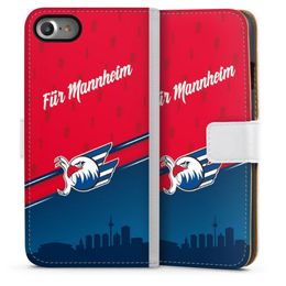 DeinDesign iPhone SE (2020) Handy Klapph&uuml;lle Handyh&uuml;lle aus Kunst Leder wei&szlig; Flip Case Adler Mannheim Sports Logo Sideflip mit Lasche