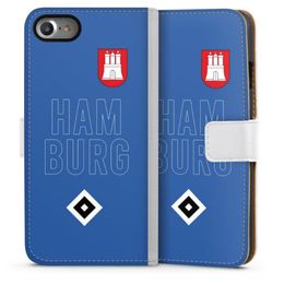 DeinDesign iPhone SE (2020) Handy Klapph&uuml;lle Handyh&uuml;lle aus Kunst Leder wei&szlig; Flip Case Hamburger Sv Hamburg Official Licensed Product Sideflip mit Lasche