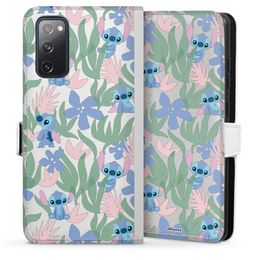 DeinDesign Galaxy S20 FE 5G Handy Klapph&uuml;lle Handyh&uuml;lle aus Kunst Leder wei&szlig; Flip Case Disney Muster Lilo & Stitch Sideflip mit Lasche