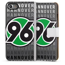 DeinDesign iPhone SE (2022) Handy Klapph&uuml;lle Handyh&uuml;lle aus Kunst Leder wei&szlig; Flip Case Official Licensed Product H96 Hannover 96 Sideflip mit Lasche