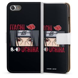 DeinDesign iPhone SE (2020) Handy Klapph&uuml;lle Handyh&uuml;lle aus Kunst Leder wei&szlig; Flip Case Manga Itachi Uchiha Naruto Shippuden Sideflip mit Lasche