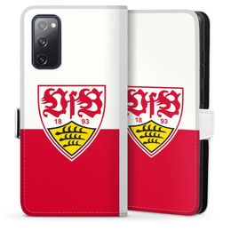 DeinDesign Galaxy S20 FE Handy Klapph&uuml;lle Handyh&uuml;lle aus Kunst Leder wei&szlig; Flip Case Vfb Stuttgart Logo Official Licensed Product Sideflip mit Lasche