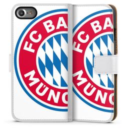 DeinDesign iPhone SE (2020) Handy Klapph&uuml;lle Handyh&uuml;lle aus Kunst Leder wei&szlig; Flip Case Logo Fcb Fc Bayern M&uuml;nchen Sideflip mit Lasche