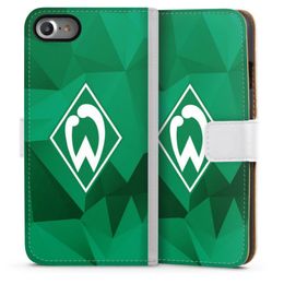 DeinDesign iPhone SE (2020) Handy Klapph&uuml;lle Handyh&uuml;lle aus Kunst Leder wei&szlig; Flip Case Official Licensed Product Camouflage Sv Werder Bremen Sideflip mit Lasche