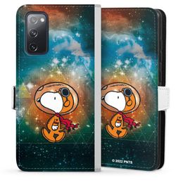 DeinDesign Galaxy S20 FE 5G Handy Klapph&uuml;lle Handyh&uuml;lle aus Kunst Leder wei&szlig; Flip Case Official Licensed Product Astronaut Snoopy Sideflip mit Lasche